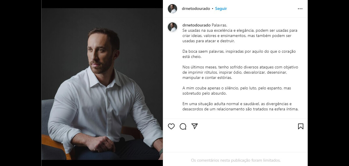 Foto: Neto Dourado refletiu sobre o uso das palavras em seu post ...