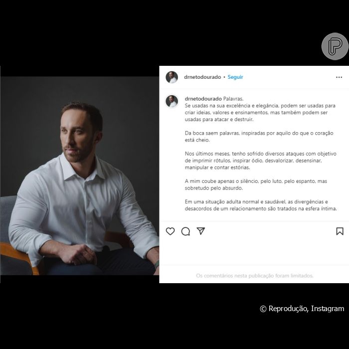 Neto Dourado refletiu sobre o uso das palavras em seu post - Purepeople