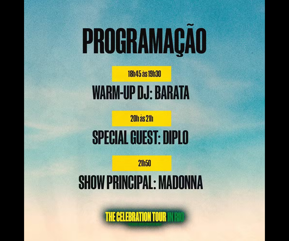 Foto: Programação do show de Madonna no Rio: cantora sobe no palco a ...