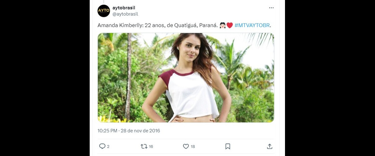 Foto: Amanda Kimberlly tinha 22 anos quando participou do reality show ...