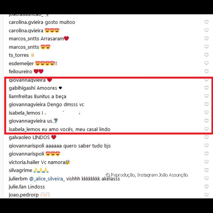 Giovanna Vieira se declara para João Assunção, filho de Fabio Assunção ...