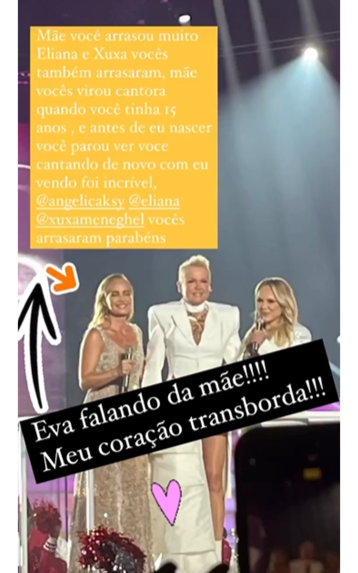 Foto: Eva Huck já havia elogiado a performance da mãe em seu perfil ...