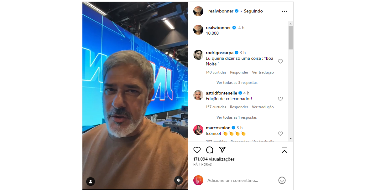 Foto: William Bonner recebeu os elogios e boas vibrações de famosos ...
