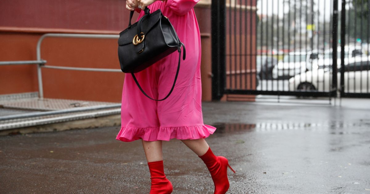 Color blocking: pink + vermelho - Purepeople