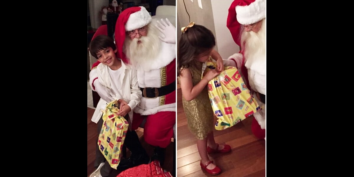 Foto: Luca e Isabella ganham presentes do Papai Noel - Purepeople