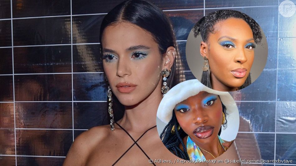 Maquiagem colorida com sombra azul: tendência exuberante dos anos 2000 reconquista fashionistas ...