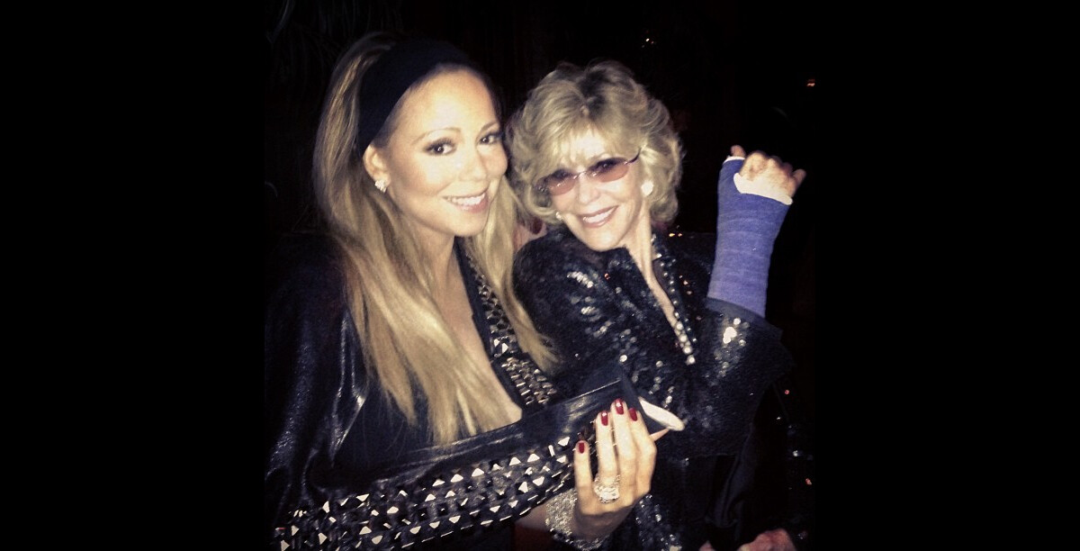 Foto: Com tipoia de spikes, Mariah Carey posa ao lado de Jane Fonda ...