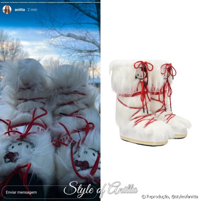 Anitta usou moon boot em pele sintética com Hello Kitty por GCDS ...