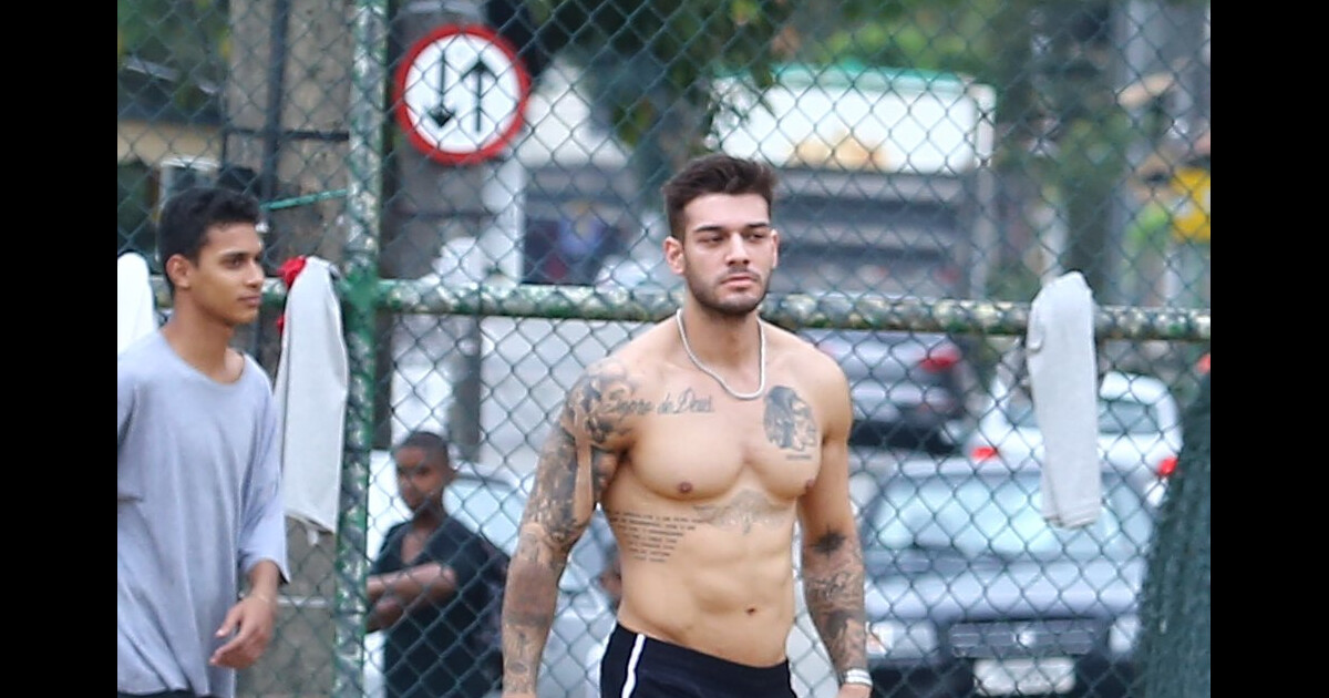 Sem camisa, Lucas Lucco joga futebol e cai ao gravar cenas da nova ...