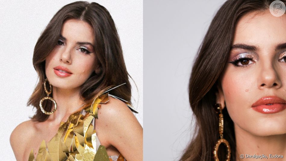 Com vestido dourado curto, Camila Queiroz rouba cena por beleza em ...