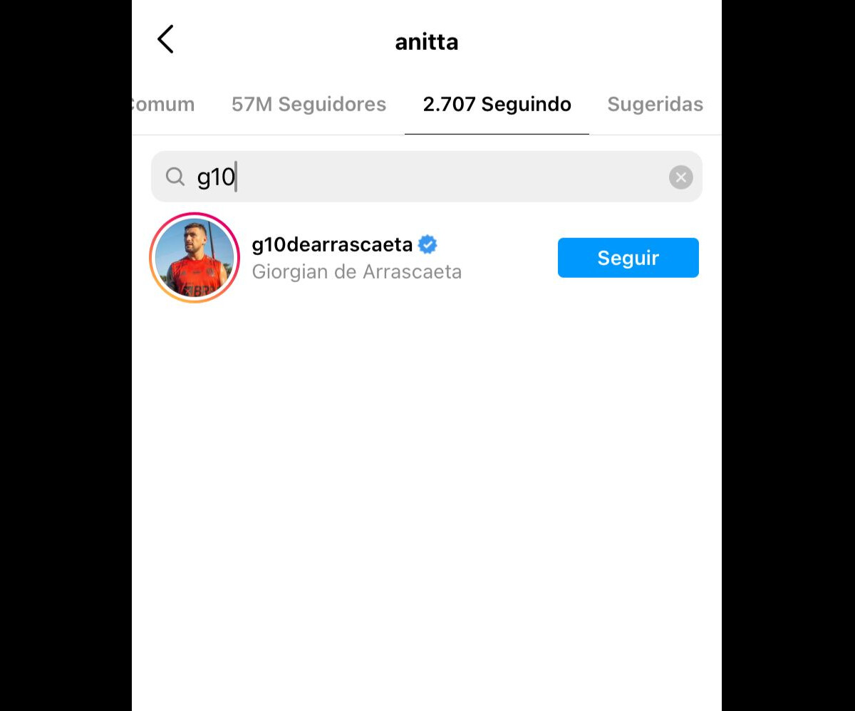 Foto: Logo, Anitta e Arrascaeta passaram a se seguir - Purepeople