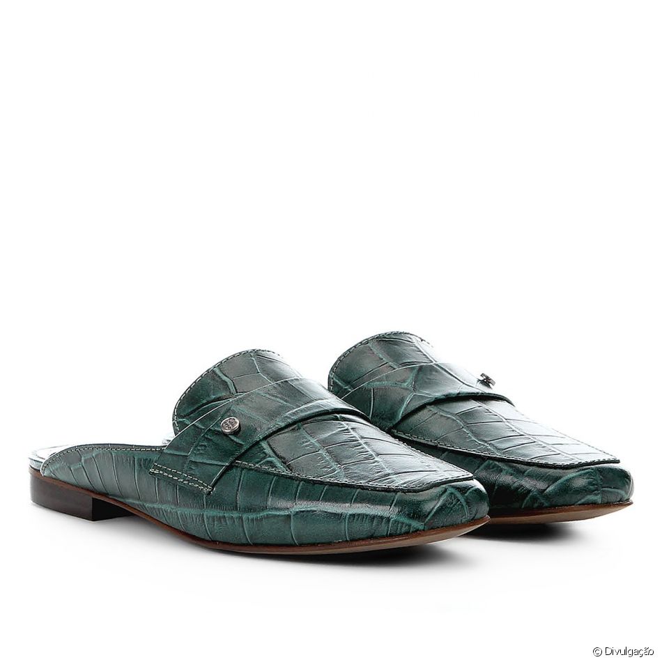 Mule verde musgo da Shoestock de croco - Purepeople