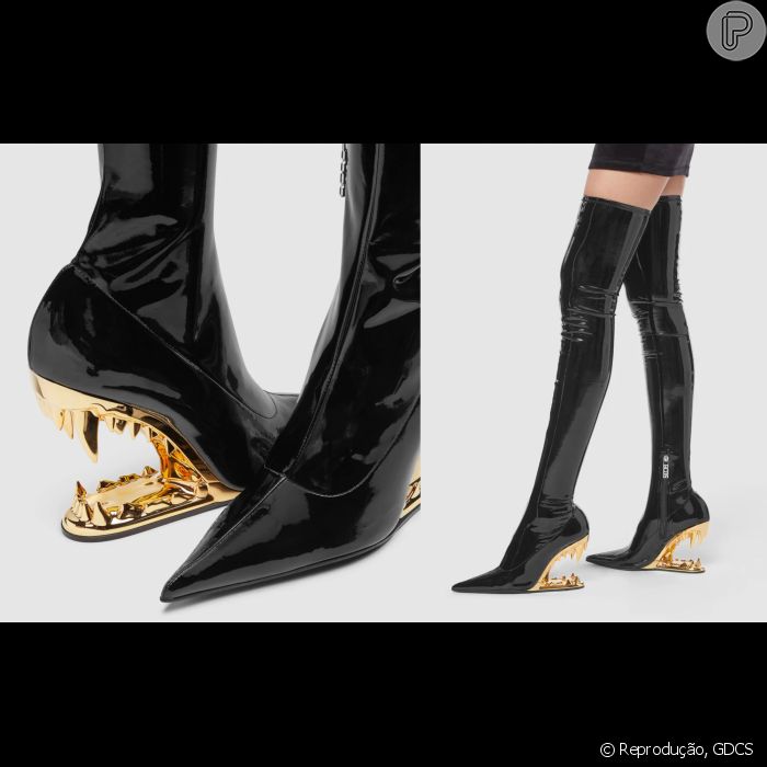 As botas usadas por Luísa Sonza tinha salto vazado e com vários 'dentes ...