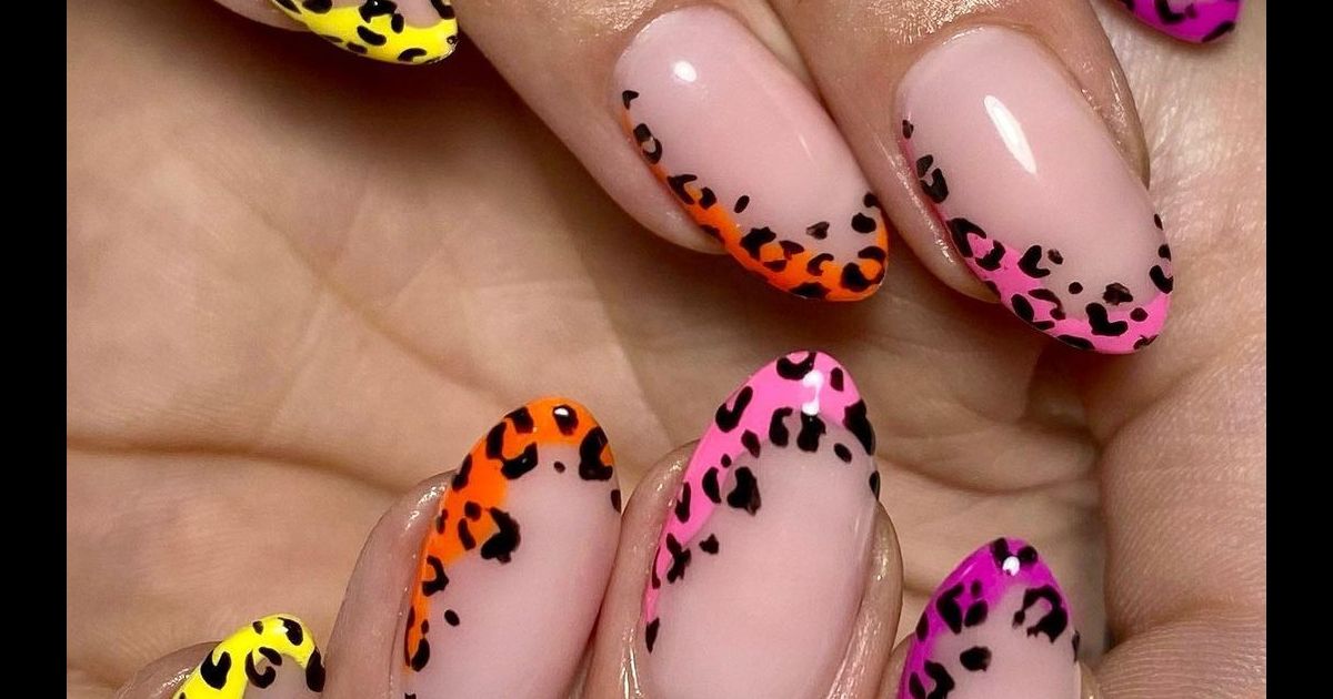 Rosa, laranja e amarelo se misturaram nessa unha francesinha com animal ...