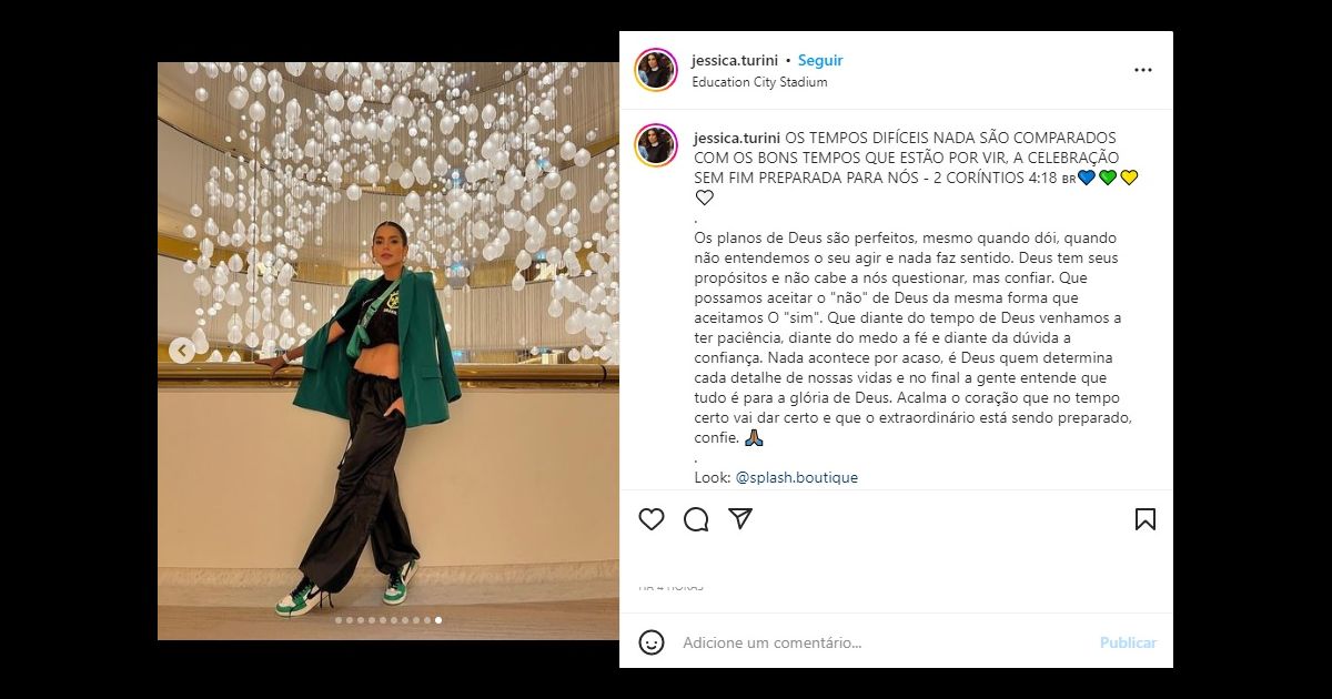 No post, Jéssica Turini escreveu uma carta aberta sobre a eliminação ...