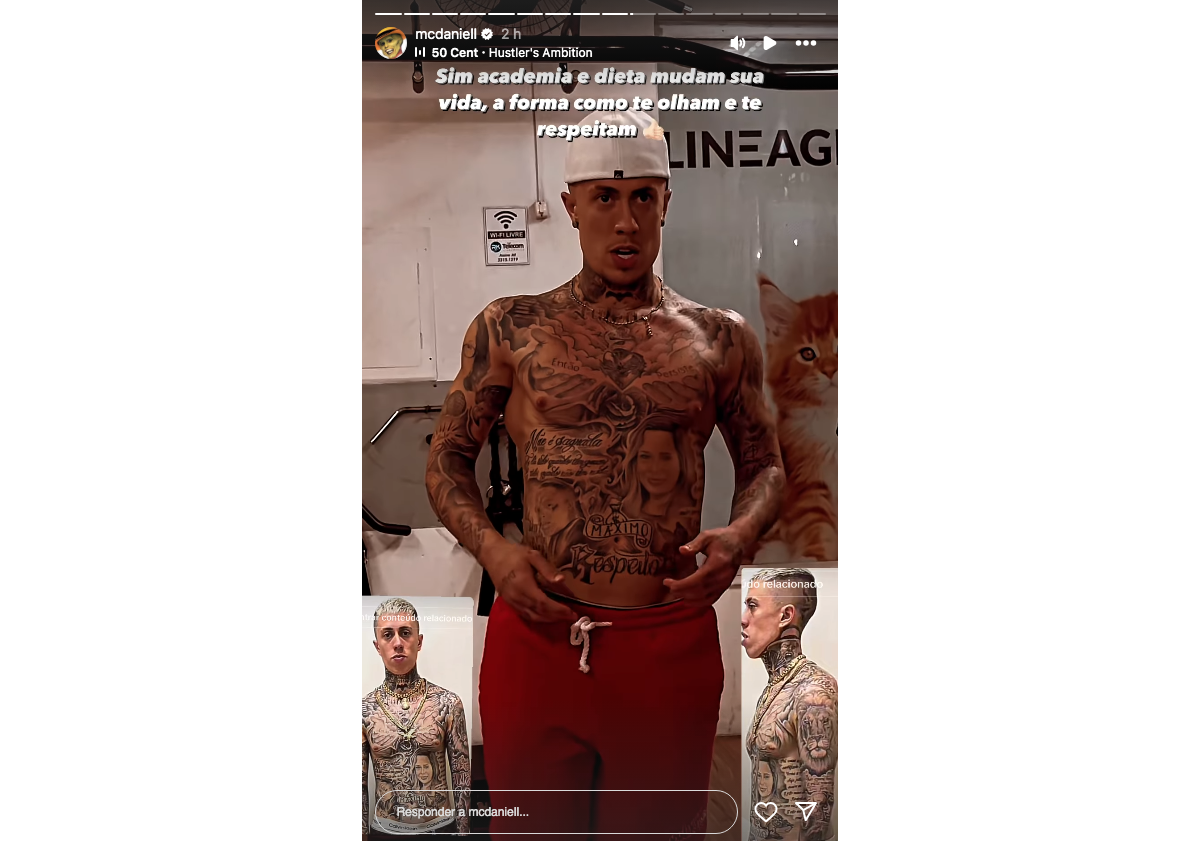 Foto: Na legenda, MC Daniel destacou que mantém seu corpo apenas com ...