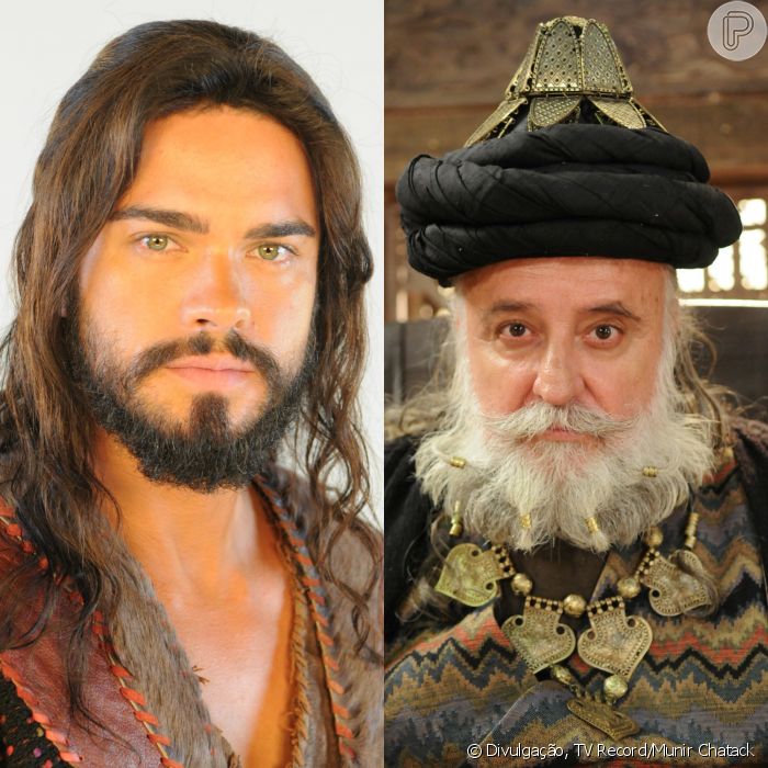 Josué (Sidney Sampaio) mata Seom (Ricardo Pavão) com uma espada, na ...