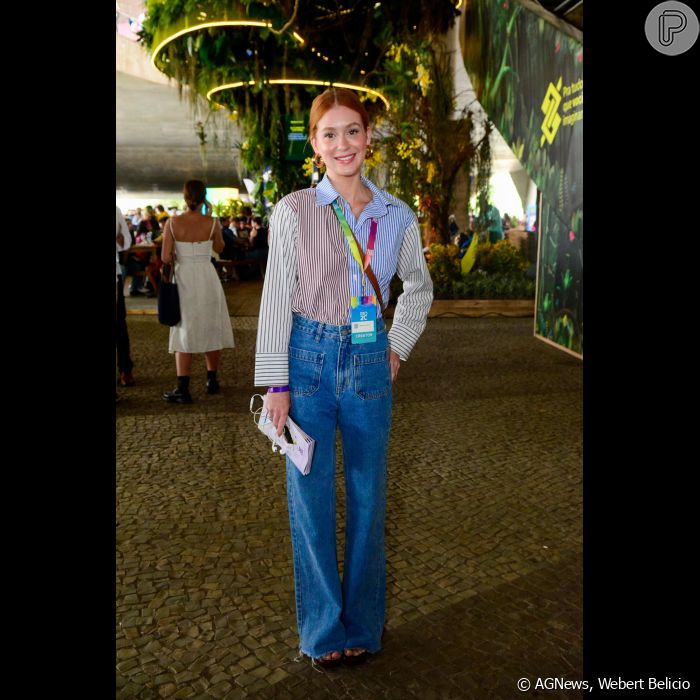 Marina Ruy Barbosa monta office look fashionista com jeans marcante e ...