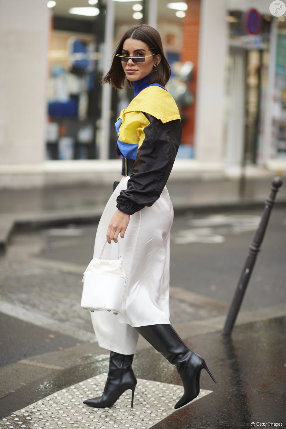 Tendências da Moda de Rua da Paris Fashion Week: blocos de cores + saia ...