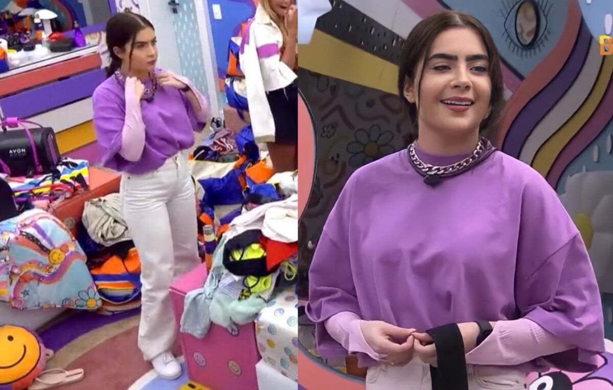 Foto: 'BBB 22': look com branco e lilás de Jade Picon tinha colar de ...