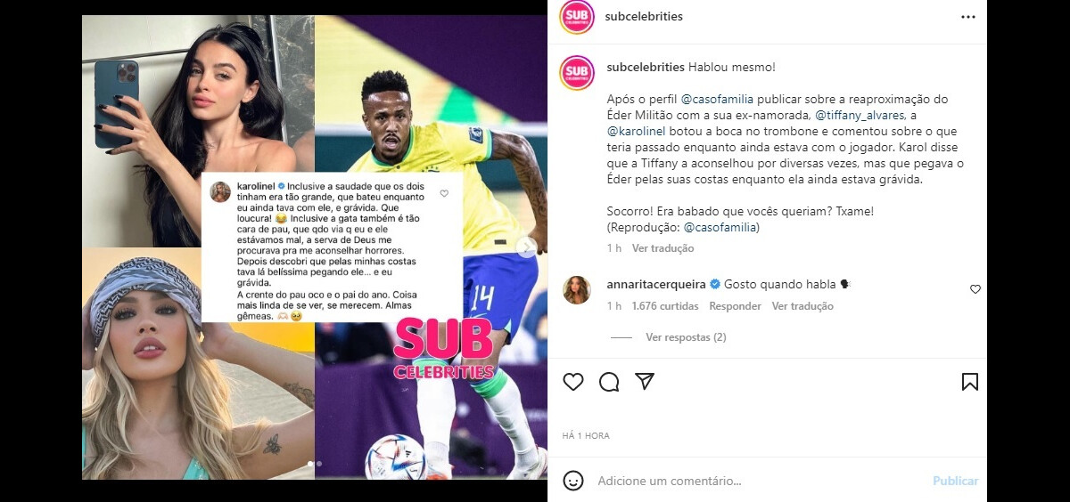 Foto: Karoline Lima contou que Tiffany e Éder ficaram enquanto ela ...