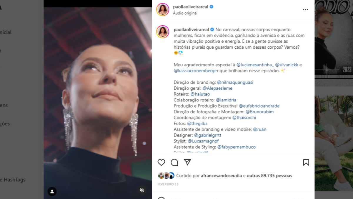Foto: Paolla Oliveira viralizou com uma websérie sobre o Carnaval, que ...