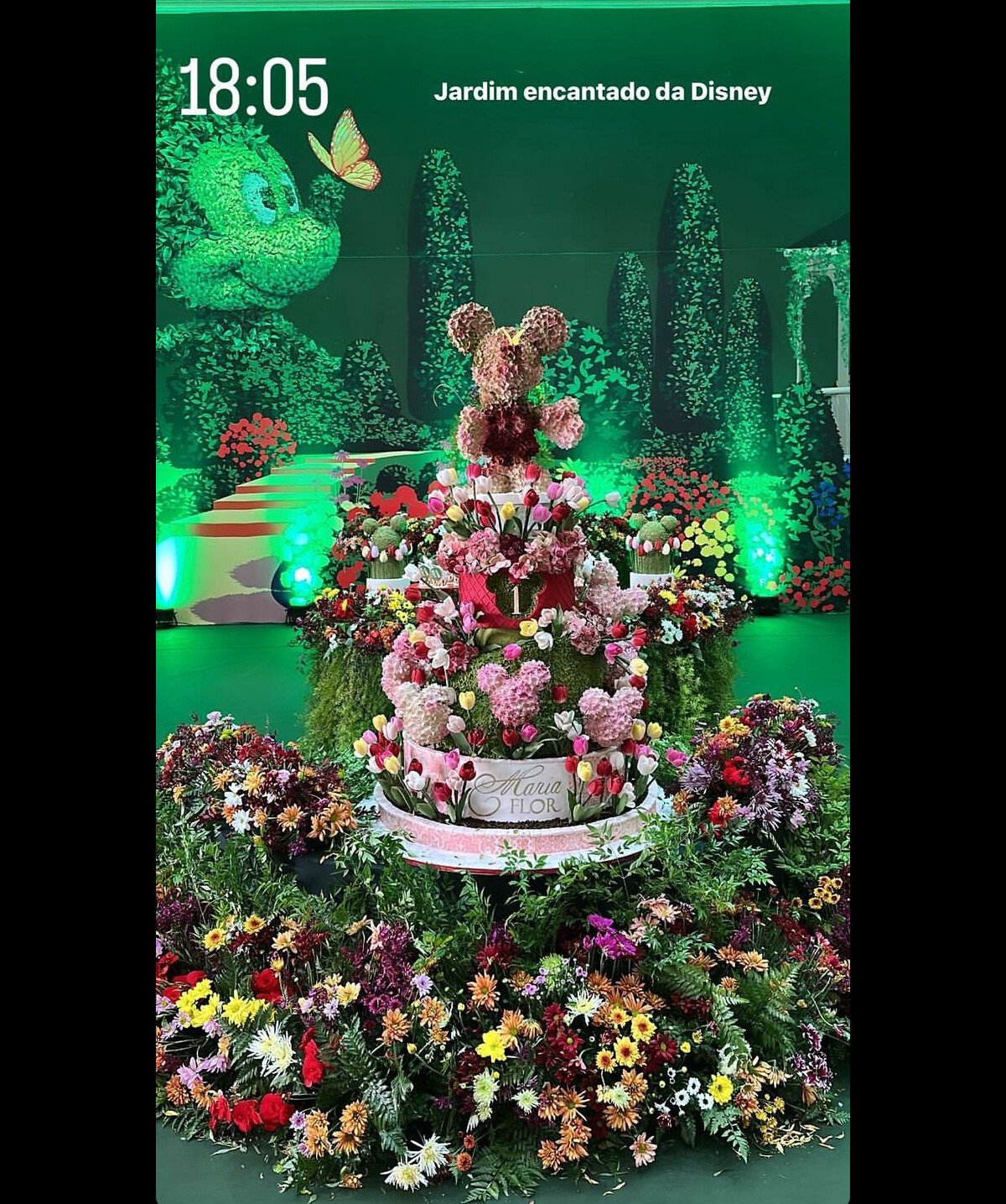 Foto: Bolo de Maria Flor remetia a um jardim encantado da Disney ...