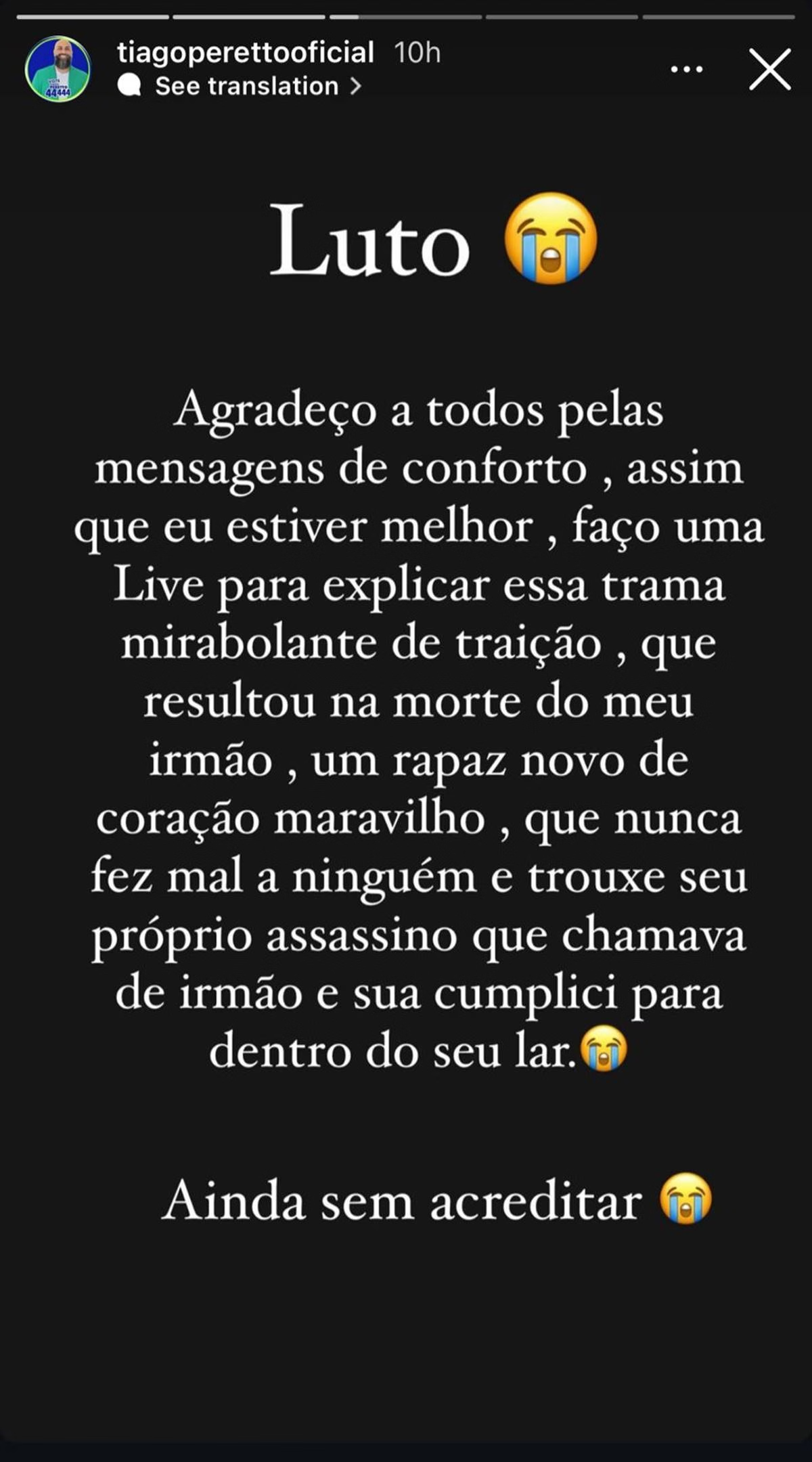 Foto: Irmão lamenta a morte de Igor Peretto - Purepeople