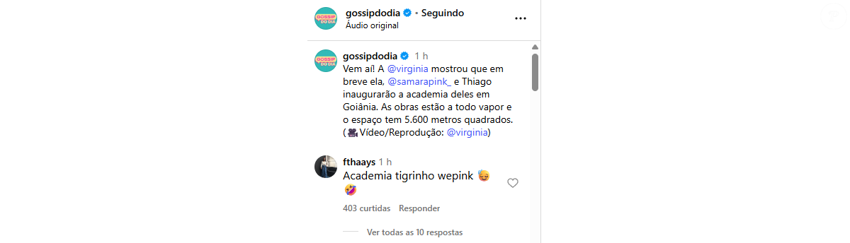 Foto: Internautas acusam Virgínia de investir em academia com 'dinheiro ...