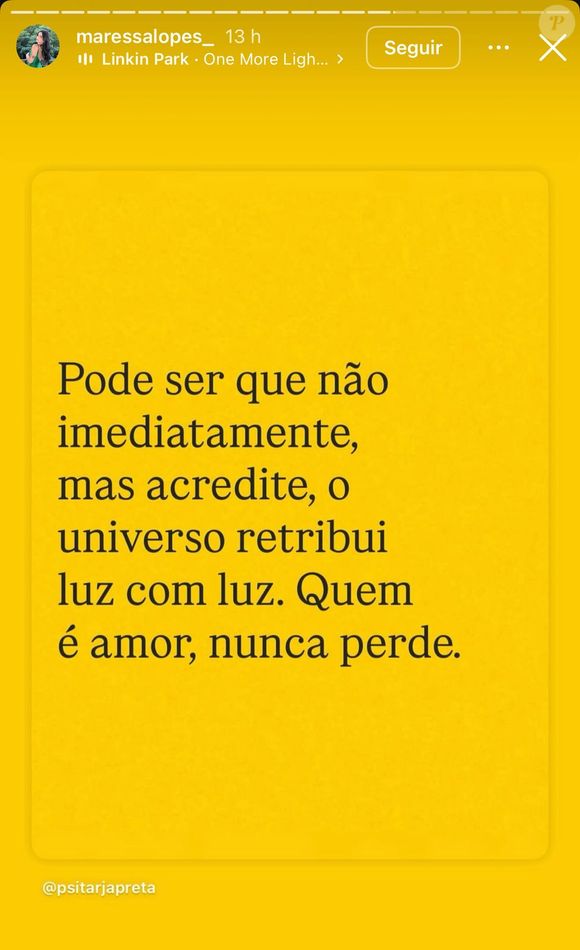 Foto: ‘Quem é amor, nunca perde’, publicou a assessora Maressa Lopes - Purepeople