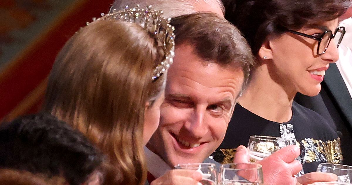 Kate Middleton ganha piscada do presidente francês Macron em jantar de gala e momento inesperado ...